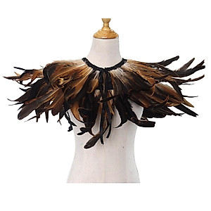 L'VOW Gothic Black Feather Shrug Cape Shawl Halloween Costume for Men (Style -03)