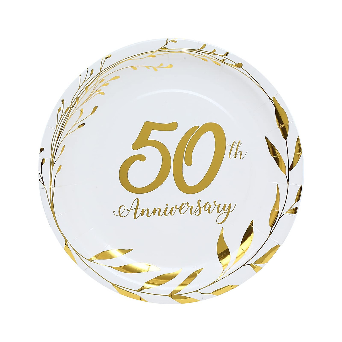 MaitianGuyou 50th Anniversary Decorations Tableware Set,Wedding Party Supplies Golden Paper Plates Cups Napkins Fifty Anniversary Party Decorations 50th Brithday Party Decorations-Serves 16