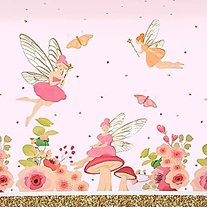 Fairy Tea Party Tablecloths for Girls Floral Birthday Supplies (54 x 108 in, 3 Pack)