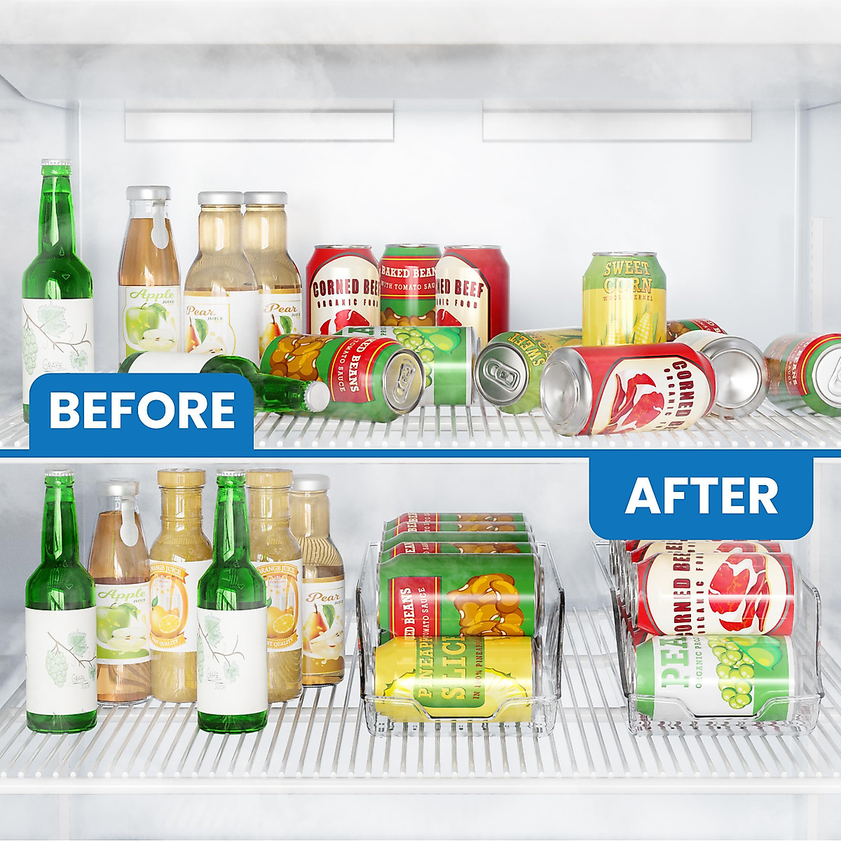 Utopia Kitchen Can Organizer For Pantry (Pack of 4) - Soda Can Organizer For Refrigerator - Can Storage Organizer Pantry, Fridge & Freezer Organization - Holds Food & Soup Can (Clear)