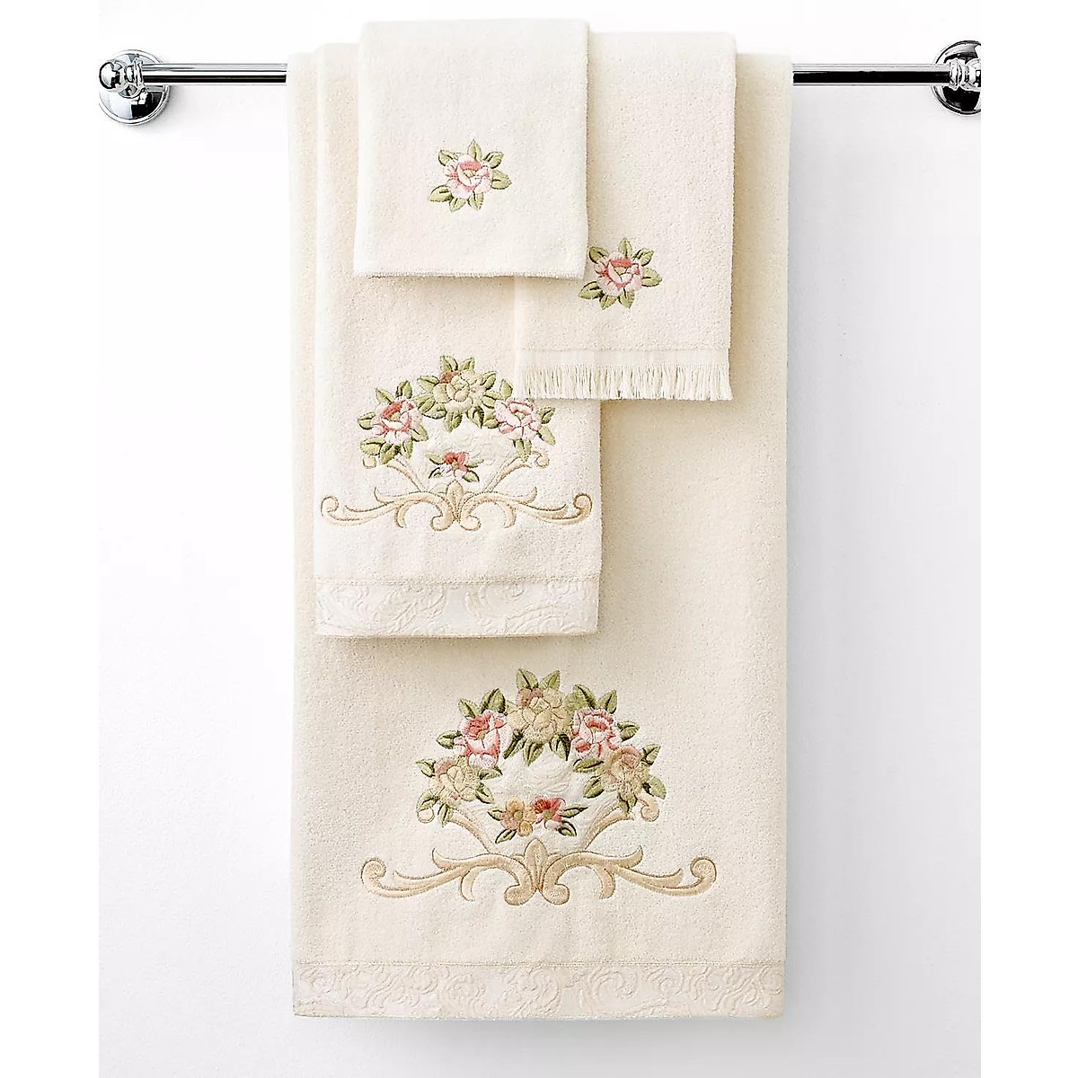 Avanti Linens 5412IVR Rosefan Hand Towel, Ivory, 13.00" x 10.00"