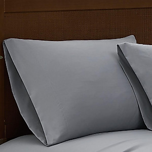 LONDON FOG Garment Washed Solid Sheet Set Grey Microfiber 4-Piece Queen Sheet Set, Solid Themed, Deep Pocket, Adult and Teen, Oeko-TEX Certified