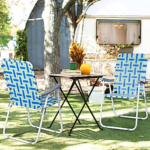 ZENY Beach Chairs, Patio Folding Lawn Chairs, Outdoor Webbed Folding Chair w/Steel Frame, Portable Camping Chairs for Yard, Garden, Poolside Webbed Chairs Set of 2