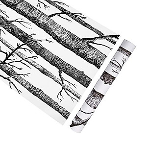 Yifely Black Tree Furniture Paper Peel & Stick PVC Shelf Drawer Liner Covering Old Dining Table Jewerly Boxes Xmas Gift 17.7 Inch by 9.8 Feet