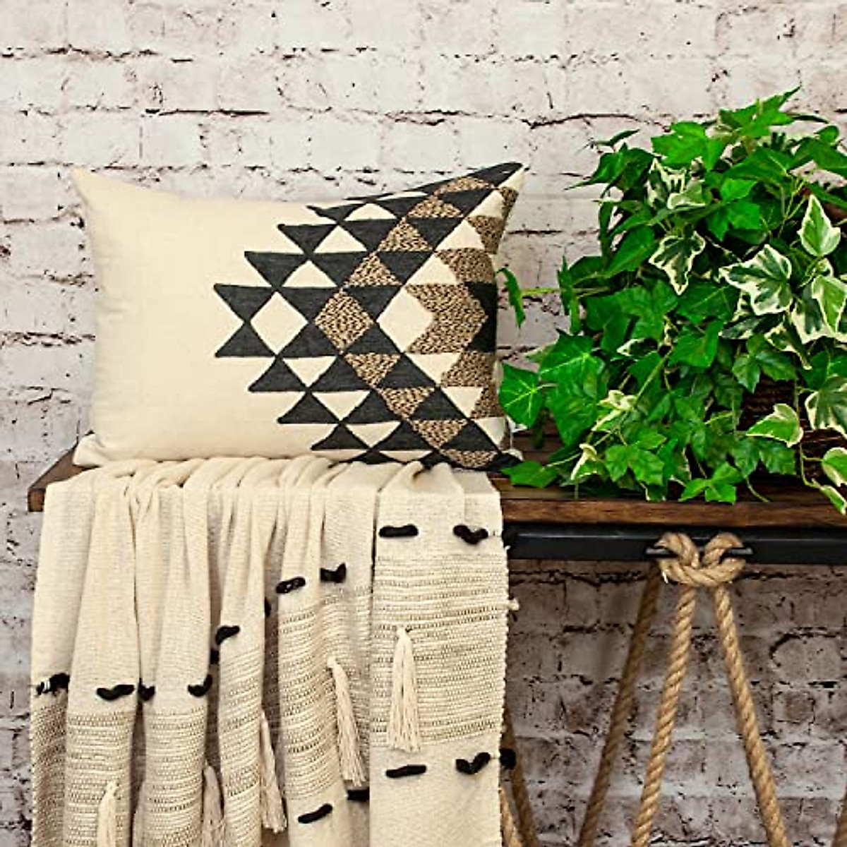 Parkland Collection Transitional Geometric Beige 14" x 20" Pillow