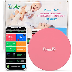 DreamBe-1 by OnSky Contactless Smart Baby Breathing Monitor, Realtime Heart Rate and Sleep Tracker – Monitor Baby Anywhere, Anytime – Touch-Screen Display WiFi - Urgency (DreamBe-1 Pink)