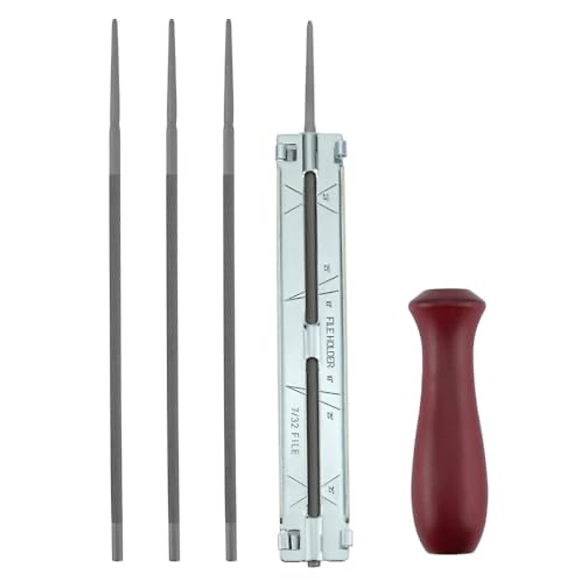 Hipa 7/32-Inch Chainsaw Chain File, With File Guide to Sharpen 3/8", 0.404" Pitch Saw Chain, Round Saw Chain Files Kit