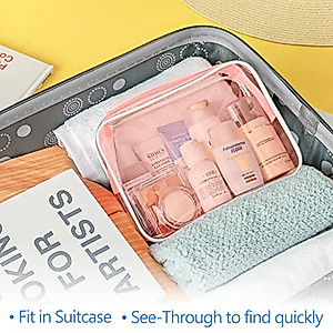 PACKISM Tsa Approved Toiletry Bag, 3 Pack Well-made Clear Makeup Bags with Zipper, Water-resistant Clear Toiletry Bags for Traveling Holds Small Items for Organization Fit Travel Essentials, 3 colors