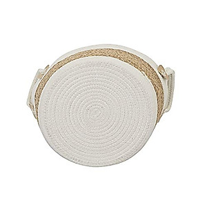 Household Essentials White and Brown Woven Cotton Rope and Hyacinth Basket