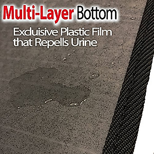 iPrimio Large Cat Litter Trapper Mat with Exclusive Urine/Waterproof Layer - Cat Litter Mat - Larger Holes with Urine Puppy Pad Option for Messy Cats - Soft on Paws and Light - 30" x 23" (Black Color)