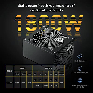Foyozisun Mining Rig Complete System, Stackable for Ethereum Classic, ETC, Flux, Ergo, Neoxa, Ravencon Crypto Miner with 8 GPU Mining Motherboard and 1800W Power Supply 8G RAM (Without GPU)