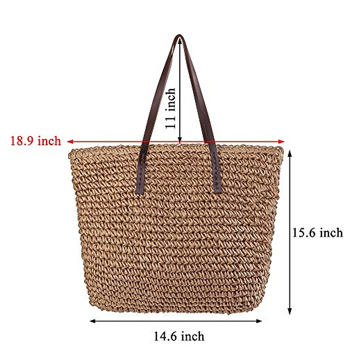 Ayliss Women Straw Woven Tote Large Beach Handmade Weaving Shoulder Bag Purse Straw Handbag (Square Khaki #2)