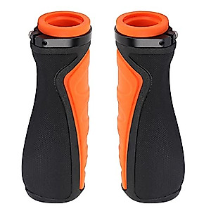 Bike Handlebar Grips, Orange & Black Rubber Anti-slip Lock-on Ergonomic Design Mountain Bike Grips, MTB BMX Anti-Slip Urban Bicycles Grips, Scooter Grips Accessories