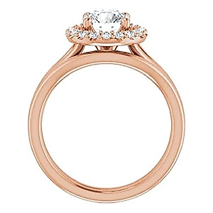 Round Moissanite Engagement Ring Set 1 CT Handmade 10K Solid Rose Gold Rings for Women Solitaire Colorless Diamond Anniversary Halo Bridal Wedding Ring Proposal Gifts VVS1 Colorless