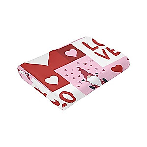 Soft Blanket Valentine's Day Gnomes Warm Cozy Happy Valentine's Day Heart Shaped Cute Throw Blanket for Couch Sofa Bed 50" x 60"