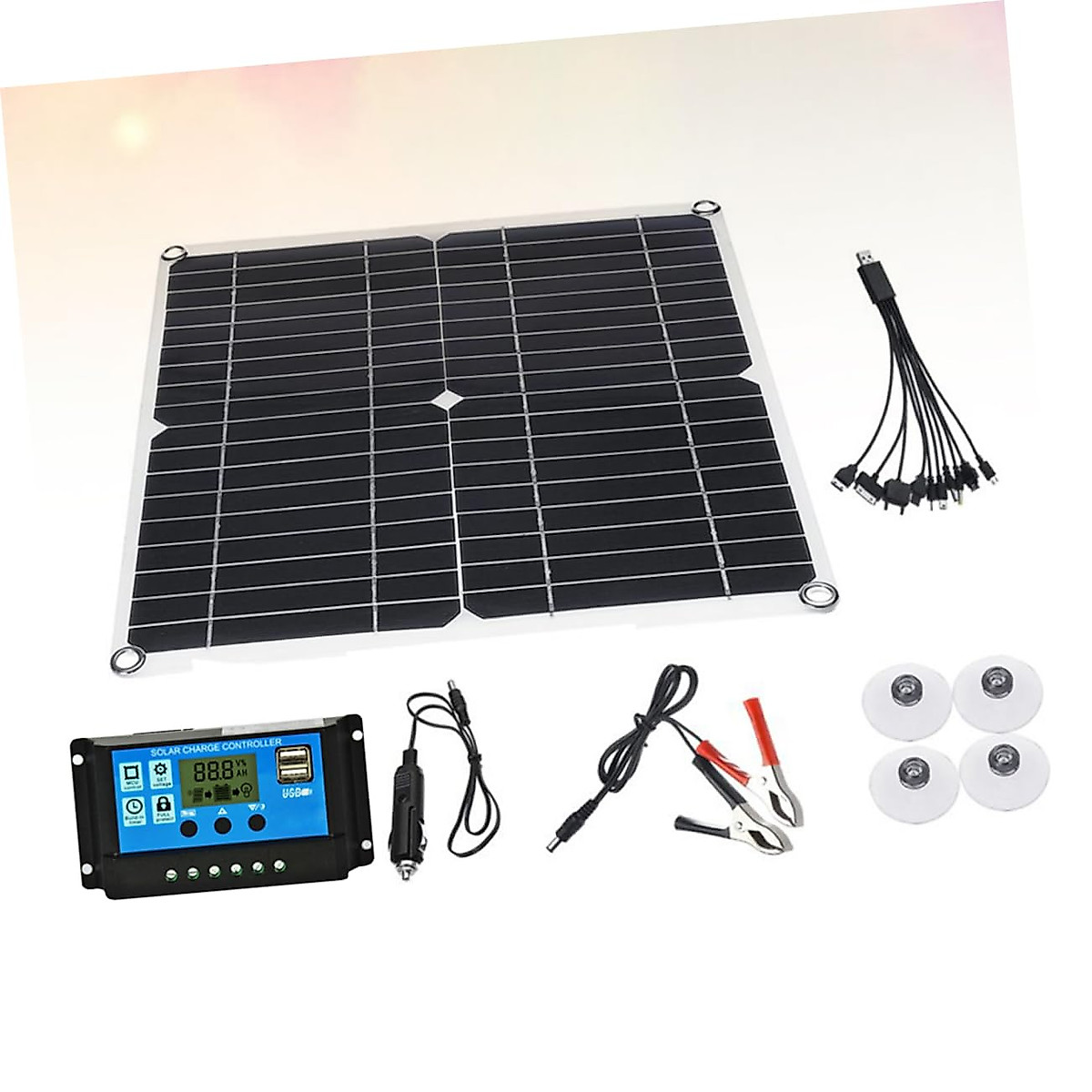 Hemobllo 3 Sets Solar Panel Monocrystalline Rechargable Batteries Alligator Clip Adapter Car Batteries Outdoor Solar Charger Solar Power Bank USB Chargers V5 Battery Mobile Power