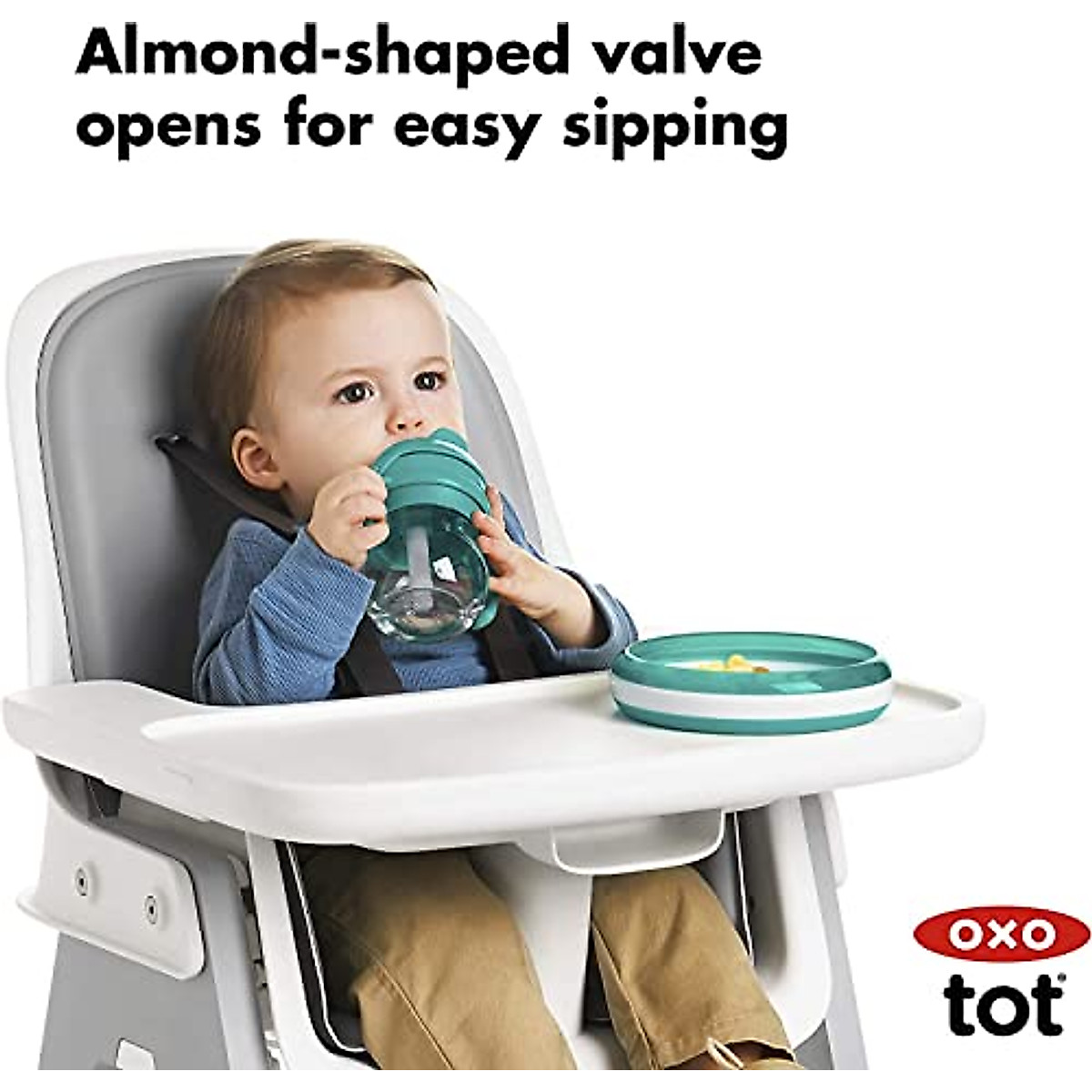 OXO Tot 6 Ounce Transitions Straw Cup with Removable Handles - Teal