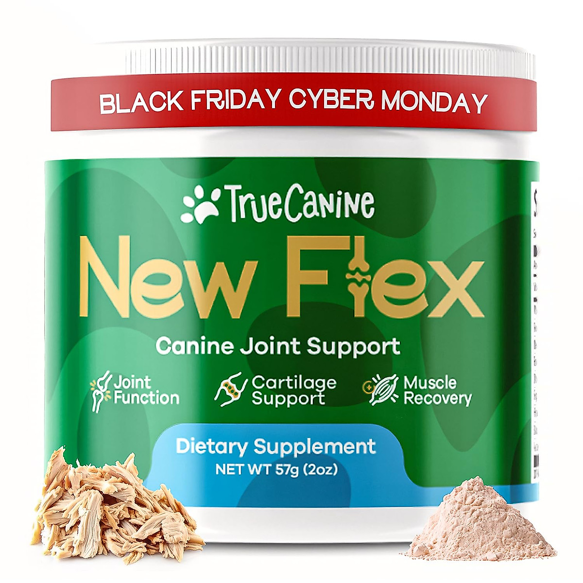 New Flex TrueCanine Joint Supplement for Dogs - All Natural Dog Joint Supplement with Green Lipped Mussel, MSM, DHA & Collagen for Dogs, Hip and Joint Supplement Dogs - Chicken Flavor, 2oz Powder