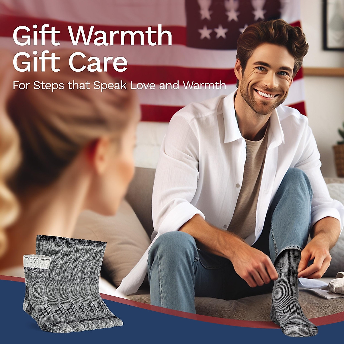 Buttons & Pleats Mens Merino Wool Socks Thermal Cozy Thick Winter Socks SM