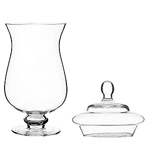 MyGift Clear Glass Apothecary Jars with Lid, Decorative Footed Vase, Candy Buffet Containers, Set of 3