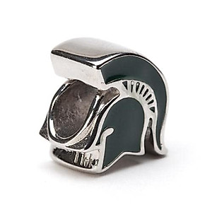 MSU Spartan Helmet Charm for Bracelets - Michigan State Spartans Charm - Hypoallergenic Stainless Steel Bracelet Beads - Michigan State Jewelr for Women