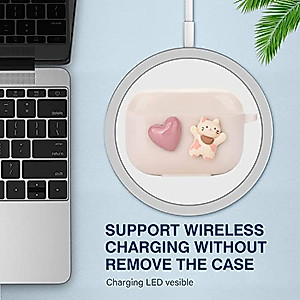 Cute Kawaii AirPod Pro 2 Case with Shell Pearl Keychain Love Heart Cat Design Silicone TPU Cover Compatible with AirPods Pro 2nd Generation 2022 Case for Women and Girls