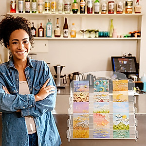 Menkxi 4 Tier Acrylic Greeting Card Display Stand Portable Sticker Display Stand Card Display Rack Card Holder Postcard Organizer for Retail Counter Desk Stamp Mail Photos Storage (Clear,Large)