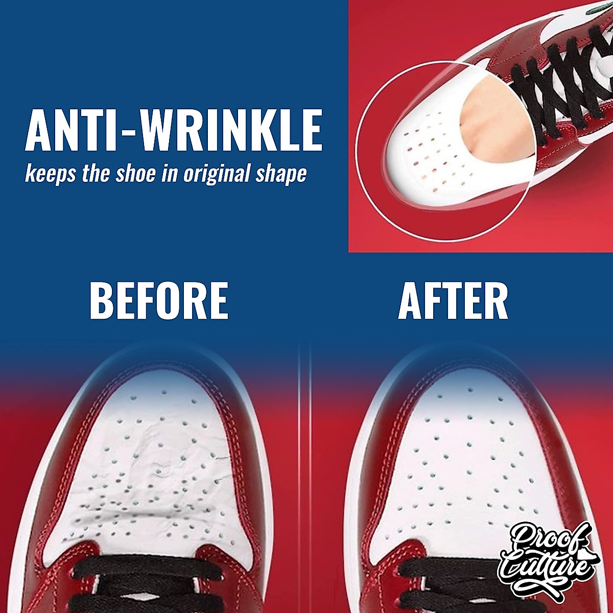 Crease Protectors for Sneakers - Anti-Wrinkle Crease Guards, Shoe Protectors for Nike, Air Jordan, Dunks, AF1 and More - Comfortable, Soft & Breathable Shoe Crease Preventer, Toe Protector