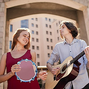 Vilihkc Tambourine Adjustable Tone Hand Drum Double Row Metal Jingles Hand Bell Performance Level Handheld Percussion