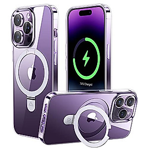 andobil Designed for iPhone 14 Pro Case Clear - Non Yellowing - with Invisible Stand - MagSafe Compatible - Military Grade Protection - Kickstand Slim Case for iPhone 14 Pro 6.1'' for Men Women, Clear