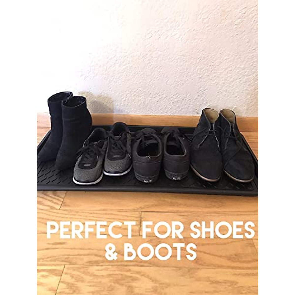 Zenn (1 Pack) Multi-Purpose Durable Black Tray 30" x 15" x 1.2", Indoor & Outdoor Shoe & Boot Tray, Drying Tray, Dog Water Mat, Litter Box Mat