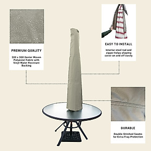 Premium Tight Weave Outdoor Patio Umbrella Cover - Heavy Duty Anti-UV Treated and Water-Resistant Fabric - Fits 7 to 11 feet Umbrellas - Taupe