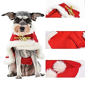 Christmas Dog Costume, Dog Christmas Snowflakes Cape Costume with Christmas Bells Winter Pet Cape New Year Dog Cloak Clothes Thick Funny Pet Costume Accessory for Christmas Decoration