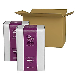 Poise Incontinence Pads for Women, Moderate Absorbency, Regular Length, 132 Count (2 Packs of 66) (Packaging May Vary)