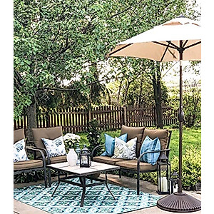 Abba Patio 50lb Patio Umbrella Base Water Filled 23" Round Recyclable Plastic Outdoor Market Umbrella Stand Base for Deck, Lawn, Garden, Brown