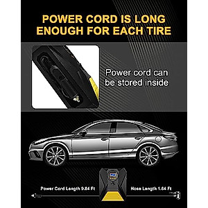 Atsanc Tire Inflator, 12V DC Portable Air Compressor with Auto-Shutoff Design, Fast-Inflating Electric Air Pump for Car Tires, Auto Digital Car Tire Pump 150PSI Max with LED Light for Various Purposes