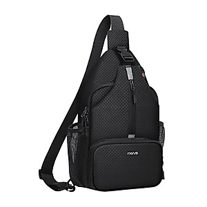 MOSISO Sling Backpack, Lightweight Crossbody Bag with Front Raised Pocket Chest Shoulder Travel Hiking Daypack Bag for Women Men, Black