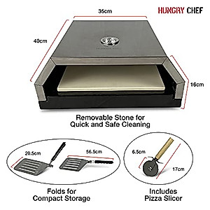 Hungry Chef Pizza Oven, Pizza Maker For Outdoor Grill, Pizza Stone, Stainless Steel