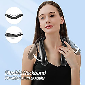 Bladeless Neck Fan Portable Personal Fan 5000mAh Rechargeable Battery Operated Wearable Fan for Women Men Outdoor Sport Travel Patio Garden Work Home Kitchen(Black)