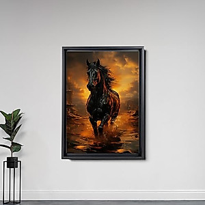 Majestic Black Stallion Galloping In The Clouds, Black Horse On Salt Flats, Canvas Print, Black Horse Print, Black Horse Wall Art, Wall Art, Wall Decor