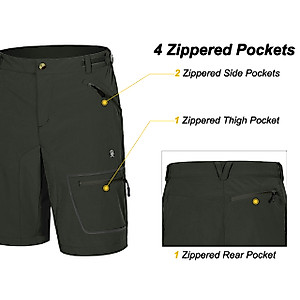 Little Donkey Andy Men's Lightweight Quick Dry Hiking Shorts Breathable Outdoor Cargo Shorts for Fishing Travel Casual Army Green S