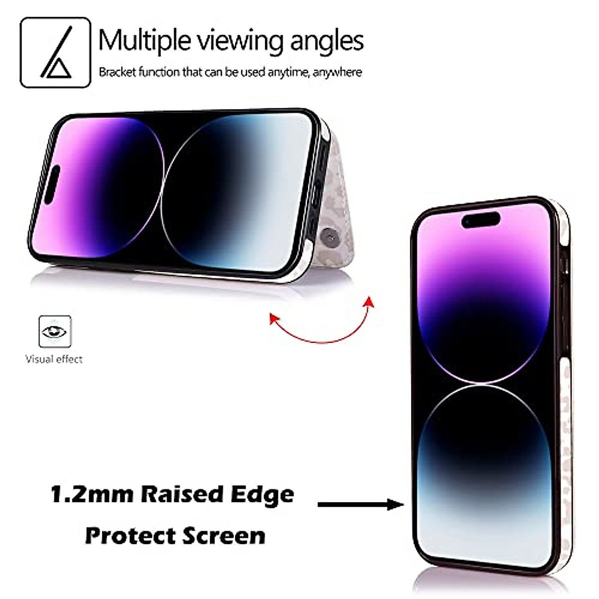 uCOLOR Compatible with iPhone 14 Pro Max 6.7" Wallet Case with Card Holder Folio Flip PU Leather Kickstand Card Slots Case Double Magnetic Clasp and RFID Blocking Cover 6.7 Inch (Beige Leopard)