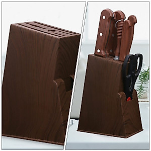 Mobestech Dinnerware 1pc Wood for Pattern Shelf Sharpening Cutlery Household Cutter Block Stable Rack Wooden Imitation Storage Kitchen Home Grain Organizer Desktop Holder Blocks Utensils