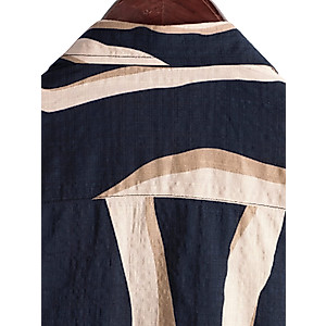 VATPAVE Mens Casual Hawaiian Floral Shirts Short Sleeve Button Down Tropical Shirts Beach Summer Shirts XX-Large Navy Beige