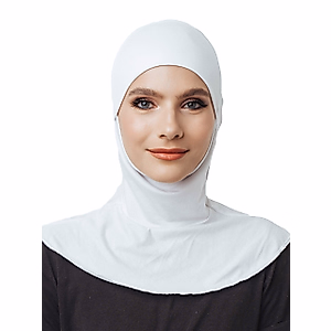 Mask Hijab, Cotton Under Scarf Tube Cap,Closure of The Chin, Ready to wear Muslim Accessories for Women (White)