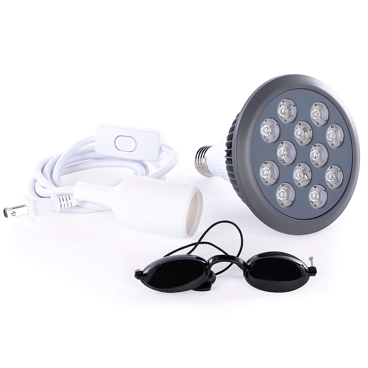 hooga Green Light Therapy Bulb Power Cord Included. 525 nm Wavelength. 12 LEDs. High Irradiance, Can Improve Skin Pigmentation and Fine Lines, and Anti Aging. Migraine and Pain Relief.