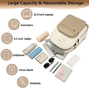 bagswan laptop backpack for Women - 15.6 inch Work Bags Travel Backpack with USB Charger College Bookbag Waterproof Business Computer Backpack Anti-theft Casual Backpacks for Nurse Teacher khaki