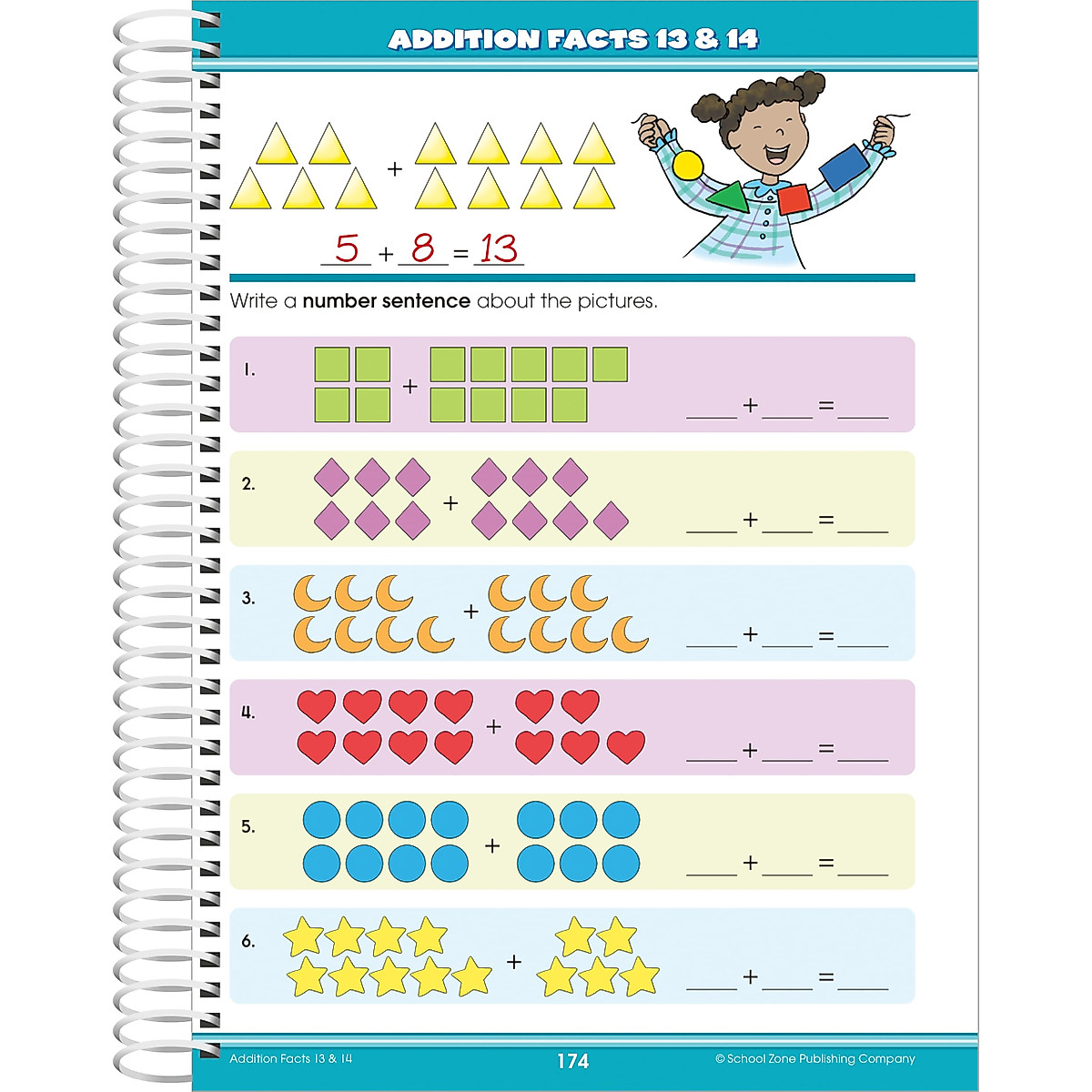 School Zone - Big Math 1-2 Workbook - 320 Spiral Pages, Ages 6 to 8, 1st and 2nd Grade, Addition, Subtraction, Early Math, and More (Big Spiral Bound Workbooks)