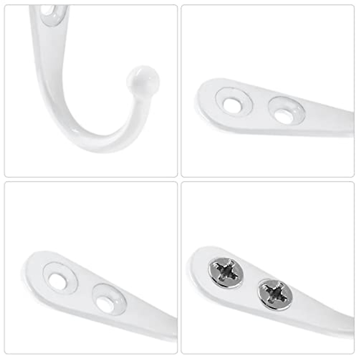 BokWin 20PCS White Wall Mounted Coat Hooks Single Coat Hanger,Mug Hooks Rustproof Wall Hooks for Towel Hat Key Bag on Bathroom, Kitchen, Livingroom