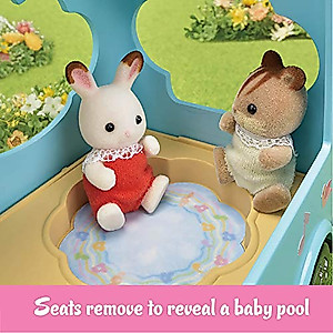 Calico Critters Sunshine Nursery Bus for Dolls, Toy Vehicle seats up to 12 collectible figures , Blue